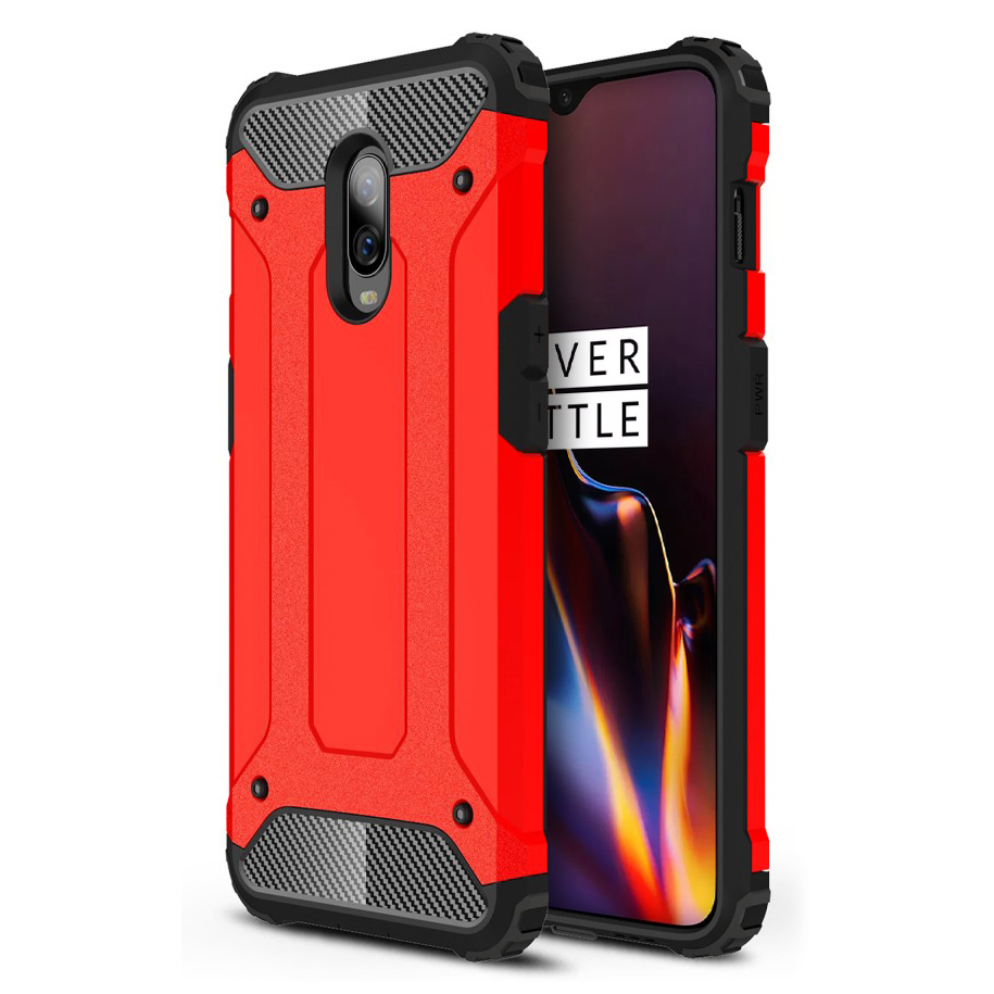 Military Defender Shockproof Case for OnePlus 6T (Red)
